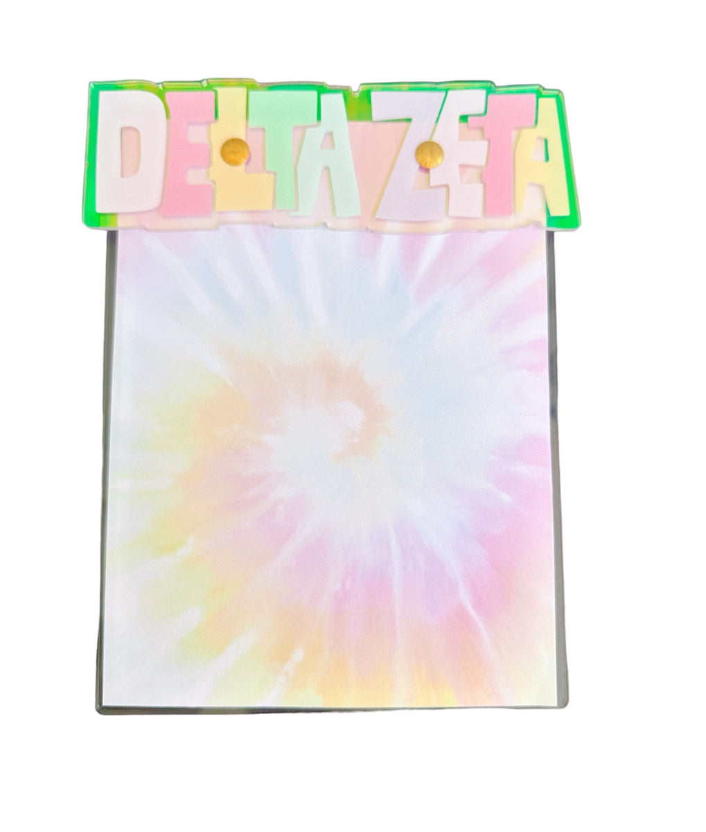 SORORITY HOLOGRAPHIC ACRYLIC NOTEPAD – Leigh + Letters